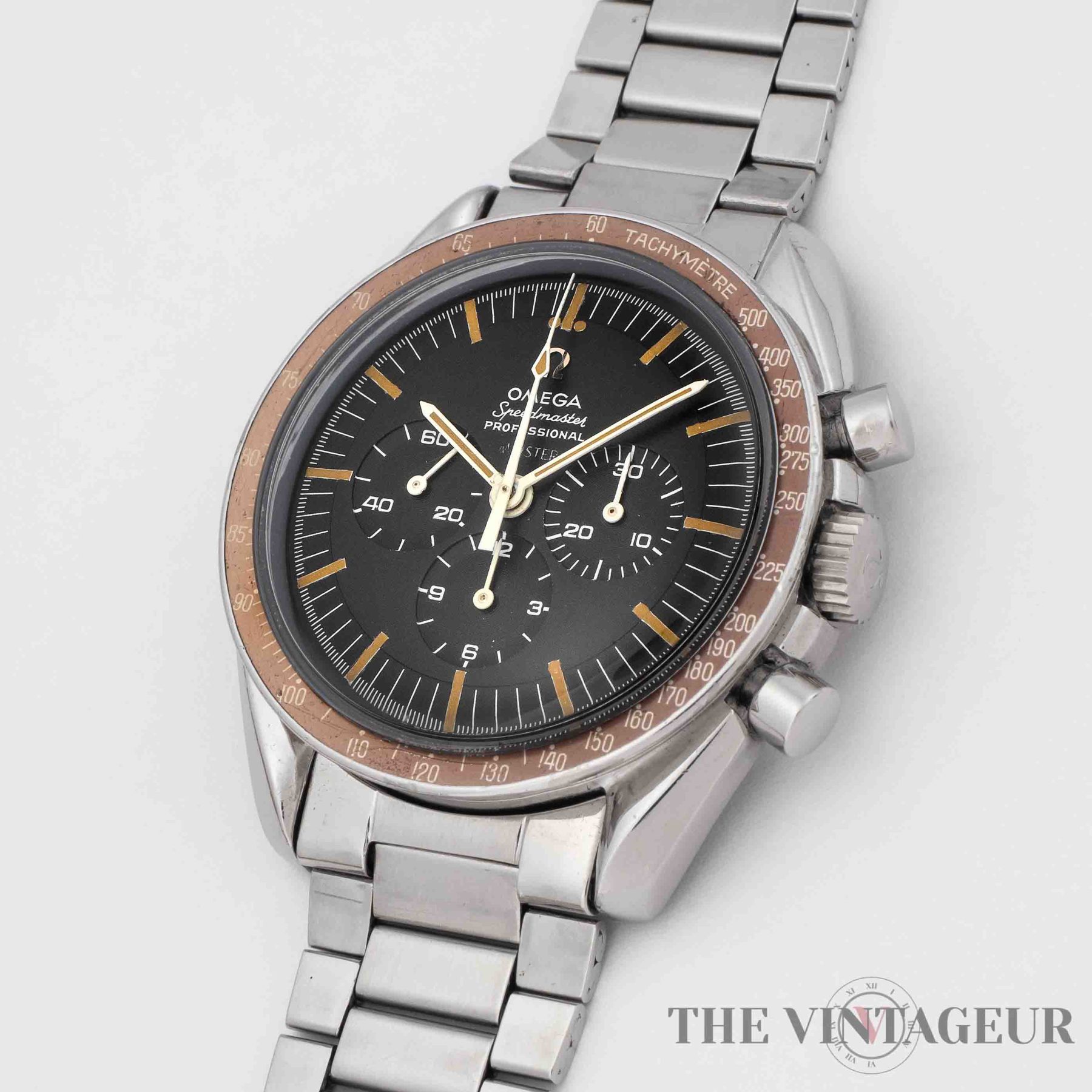 Omega speedmaster 145.012-67 meister dial brown bezel - The Vintageur